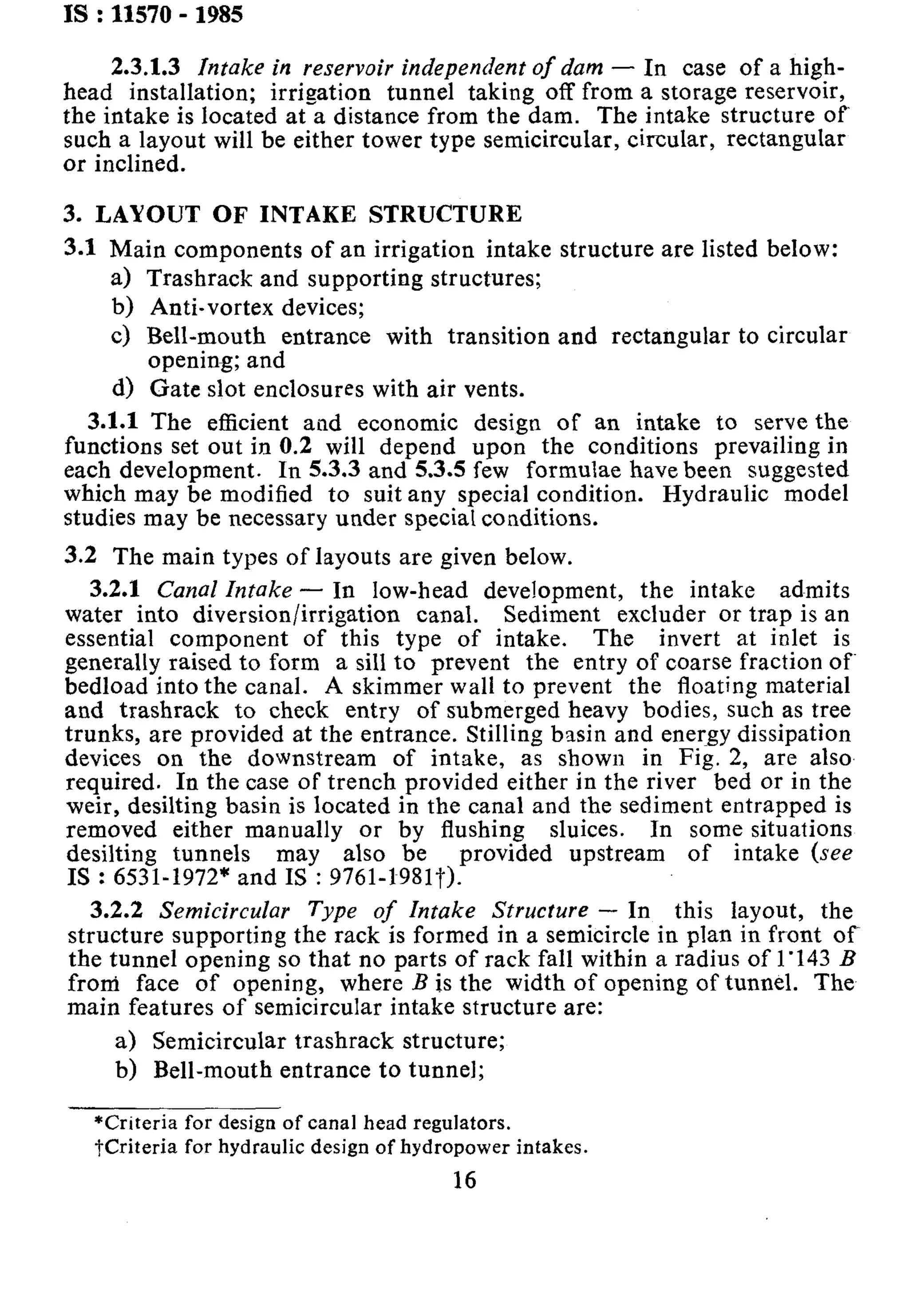 IS 11570 (1985)_ Criteria for hydraulic design of irrigation intake ...