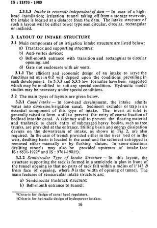 IS 11570 (1985)_ Criteria for hydraulic design of irrigation intake ...