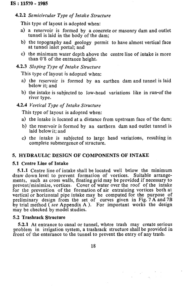 IS 11570 (1985)_ Criteria for hydraulic design of irrigation intake ...