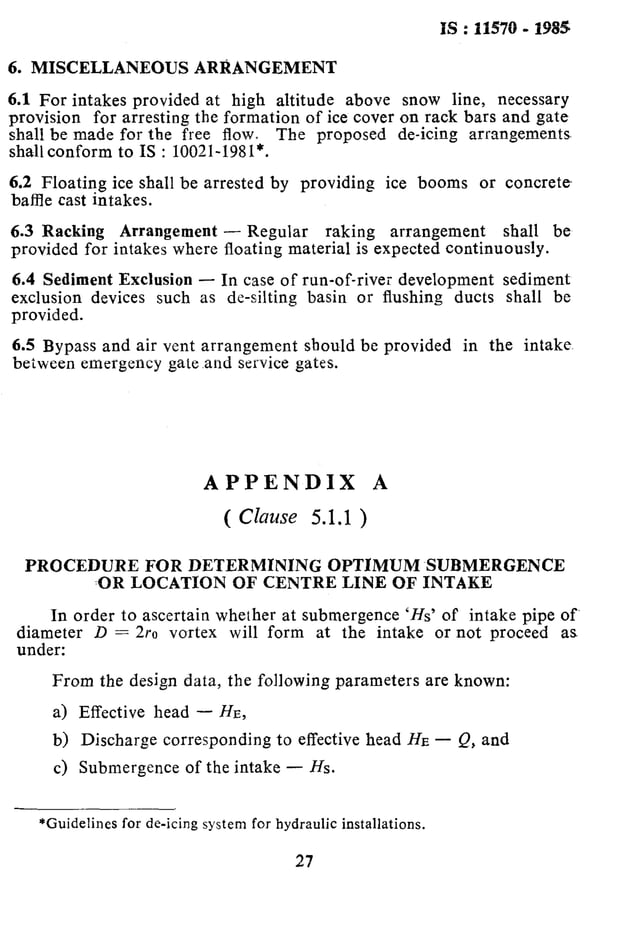 IS 11570 (1985)_ Criteria for hydraulic design of irrigation intake ...