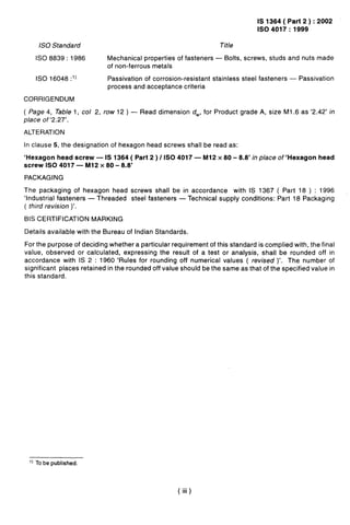 Is 1364.2.2002 head screw | PDF