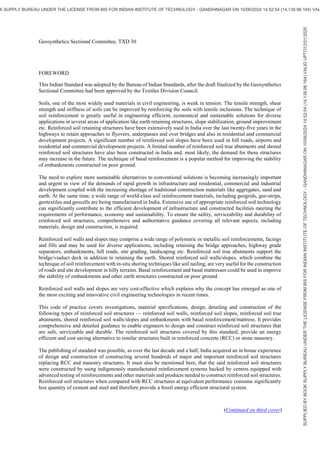 IS18591-2024 Geosynthetic Reinforced Soil Structures — Code of Practice ...
