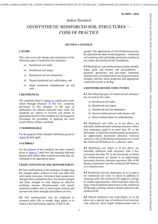 IS18591-2024 Geosynthetic Reinforced Soil Structures — Code of Practice ...