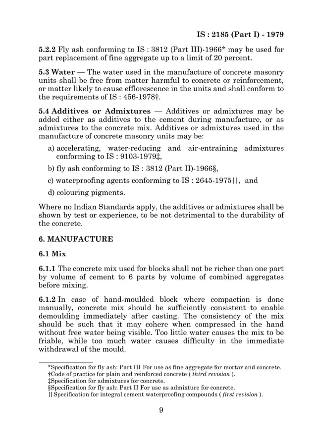 Is 2185 1 1979(2003) | PDF | Civil Engineering Industry | Industries