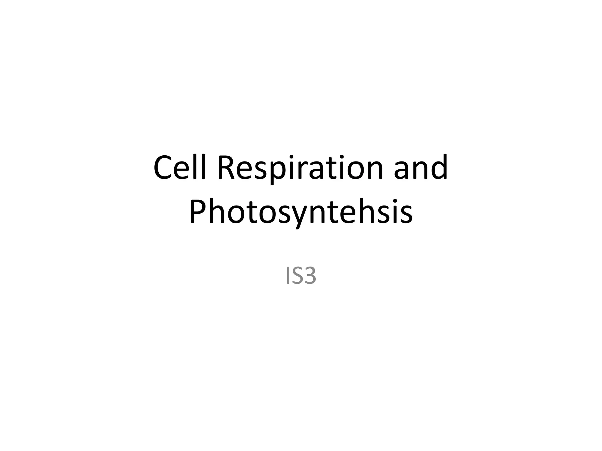 IS3 Cell Respiration and Photosyntehsis | PPTX