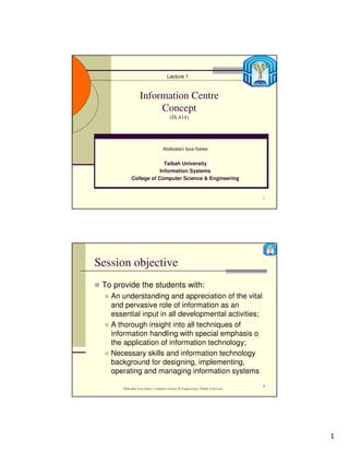 Is 414 lecture 1 (inform centremanag) | PDF