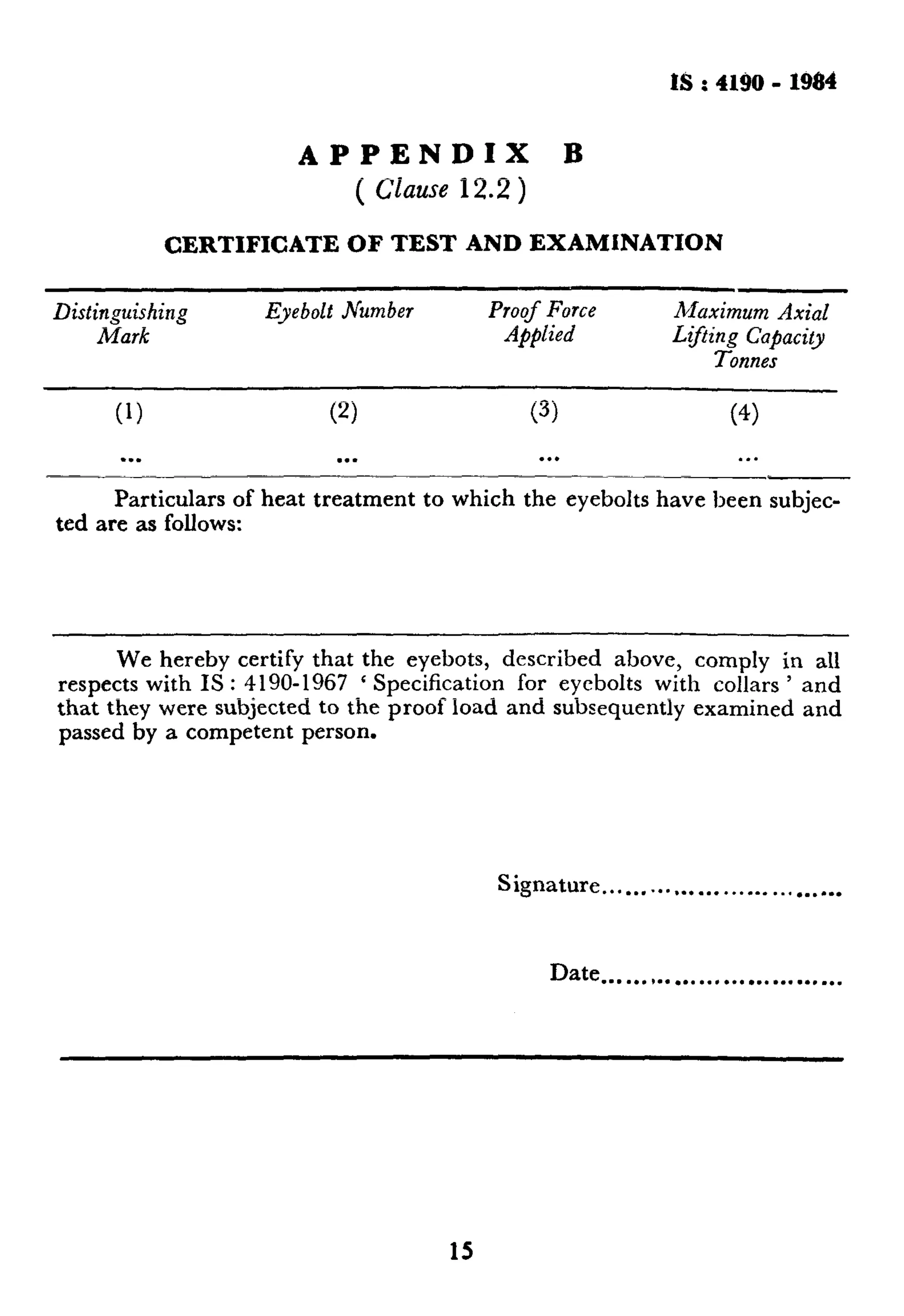 Is 4190.1984 lifting eye bolts | PDF