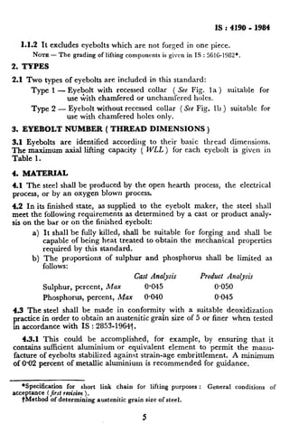 Is 4190.1984 lifting eye bolts | PDF