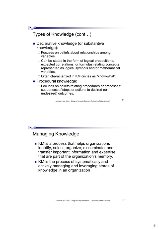 Is421 lecture01(intro to knowledge management systems) | PDF