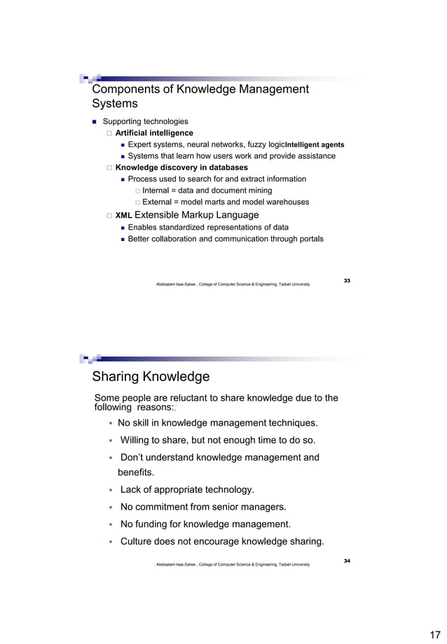 Is421 lecture01(intro to knowledge management systems) | PDF