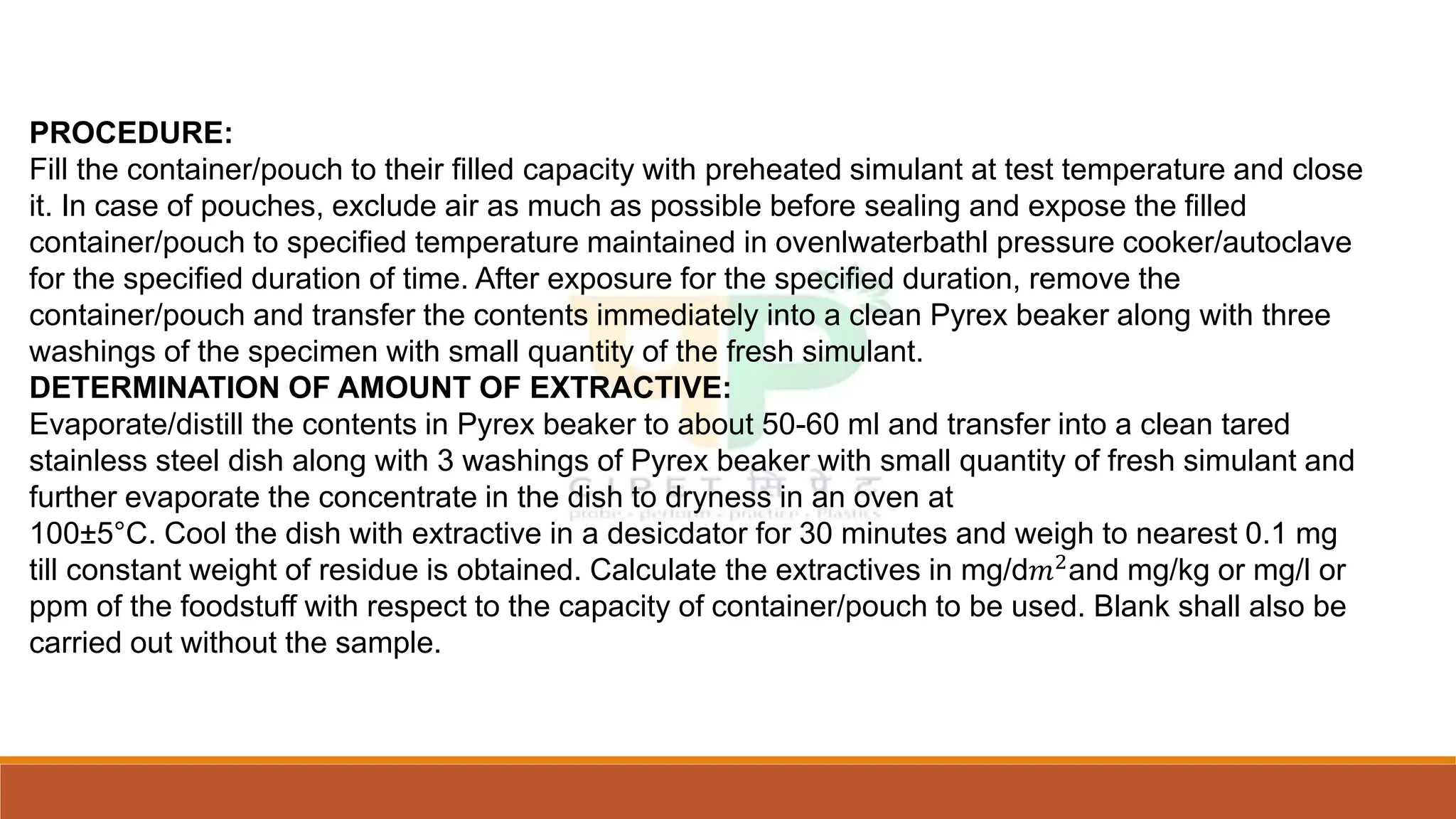 IS 9845 overall migration test for woven sac | PPTX
