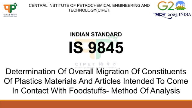IS 9845 overall migration test for woven sac | PPTX | Desserts and ...