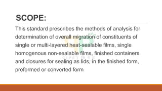 IS 9845 overall migration test for woven sac | PPTX