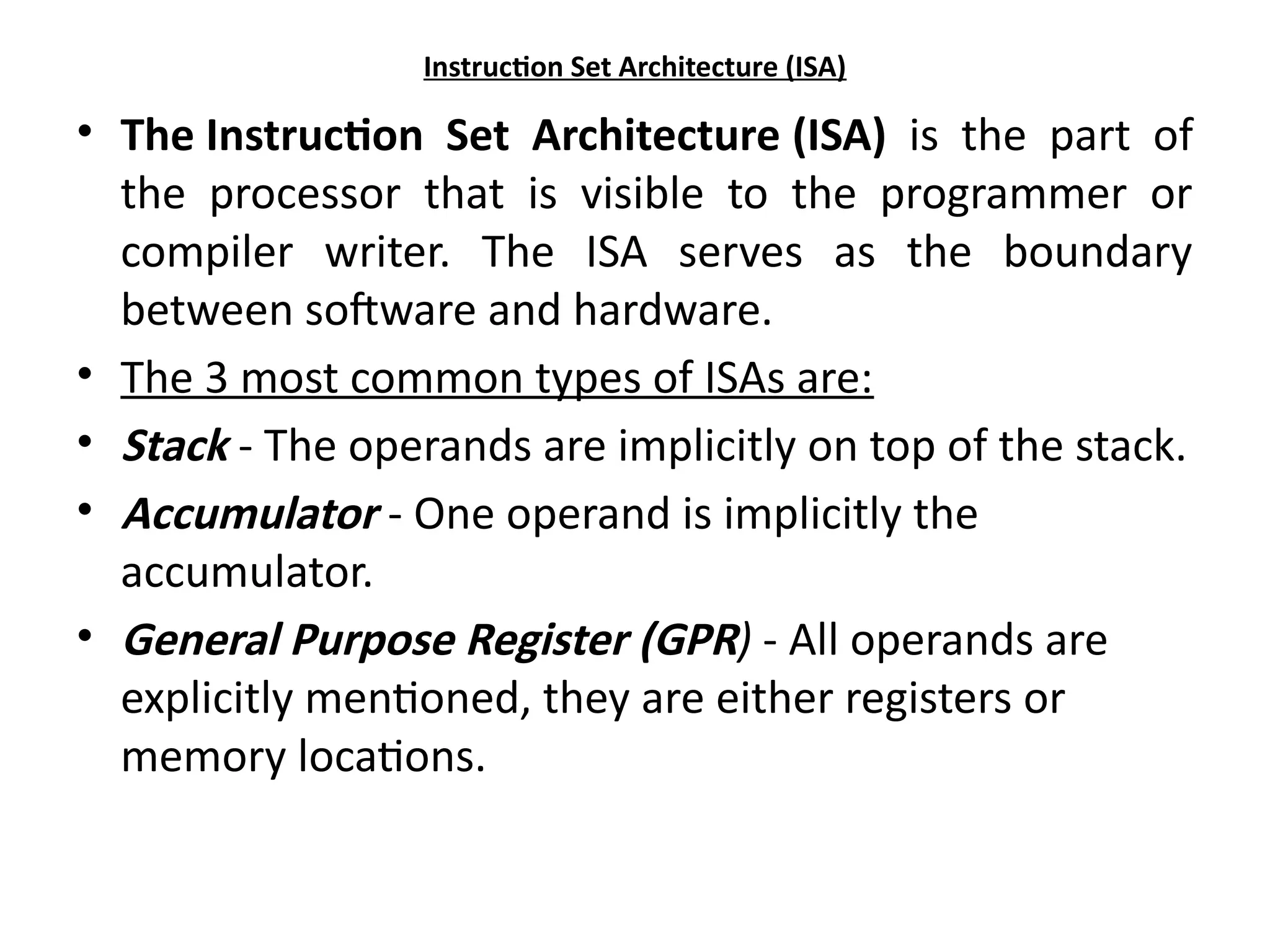 instruction set architecture in computer architecture | PPTX