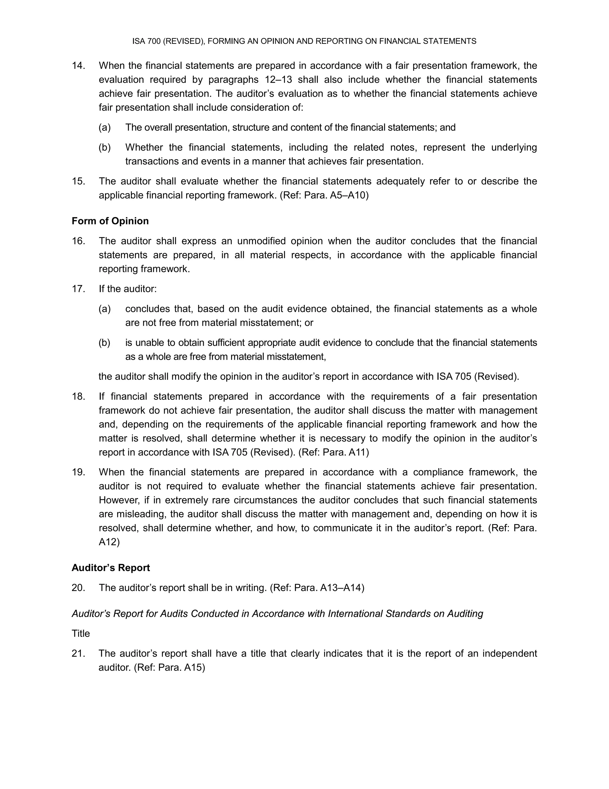 ISA: 700-Revised | PDF