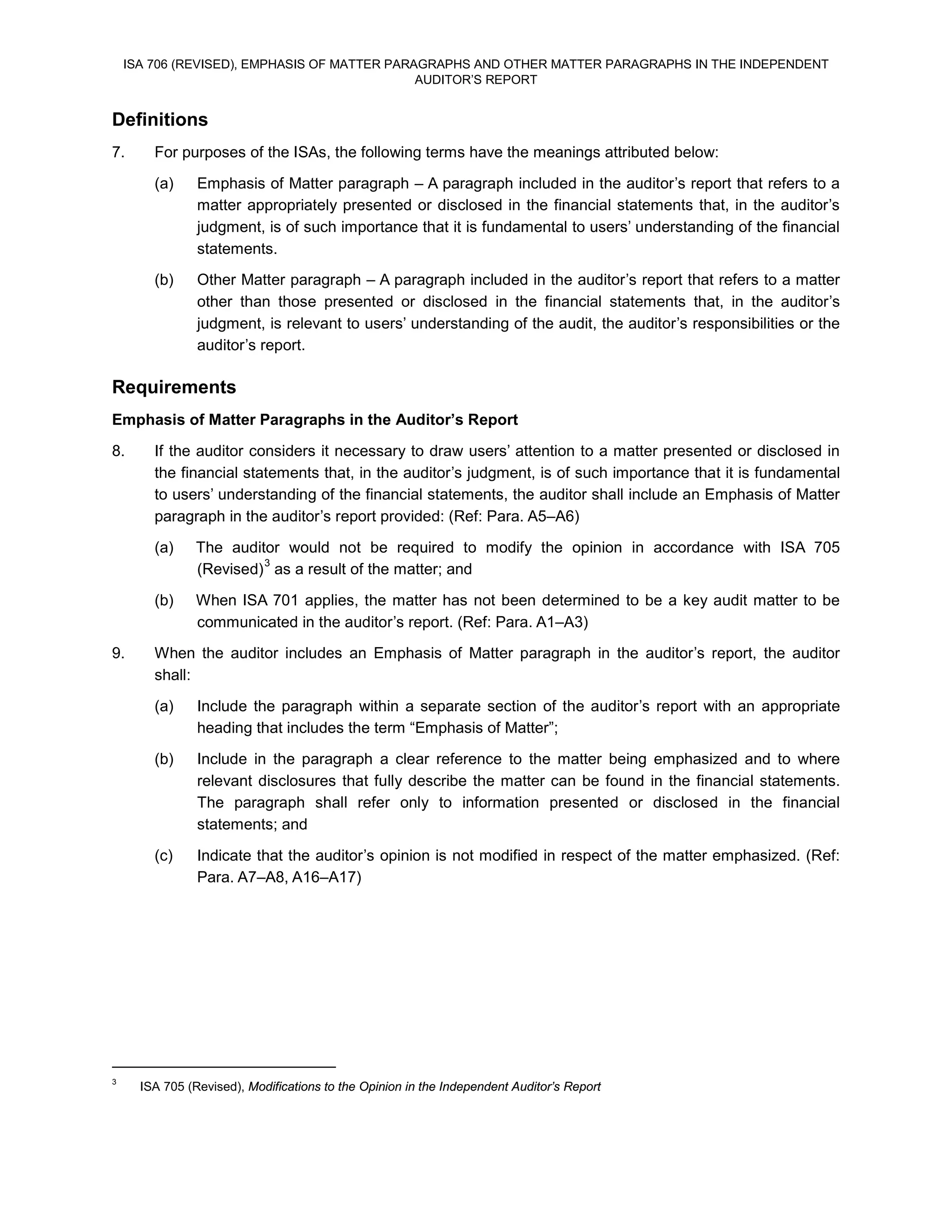 ISA: 706-Revised | PDF