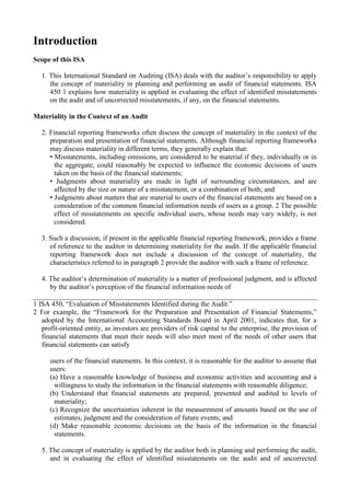 Isa 320 materiality in planning and performing an audit en ingles | DOCX