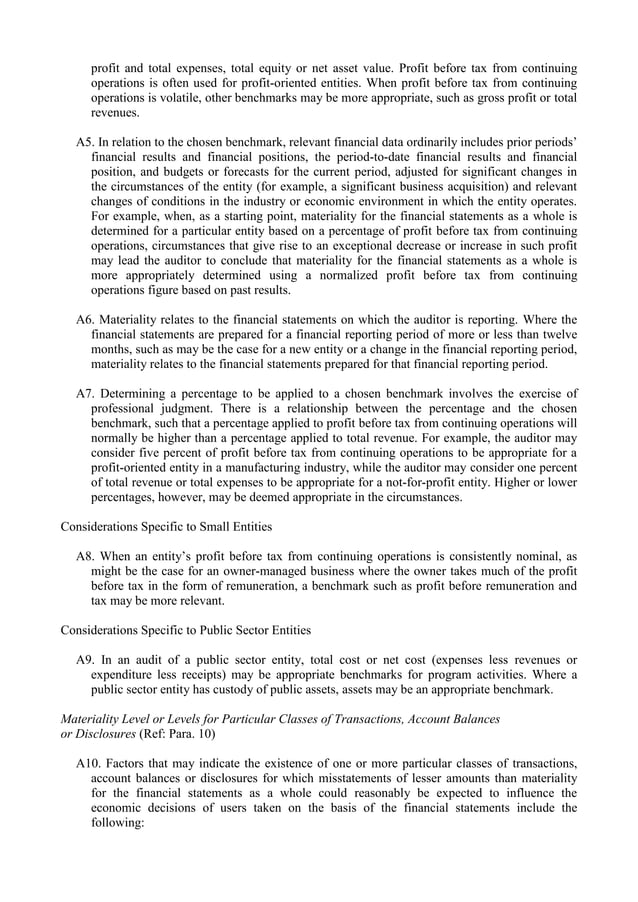 Isa 320 materiality in planning and performing an audit en ingles ...