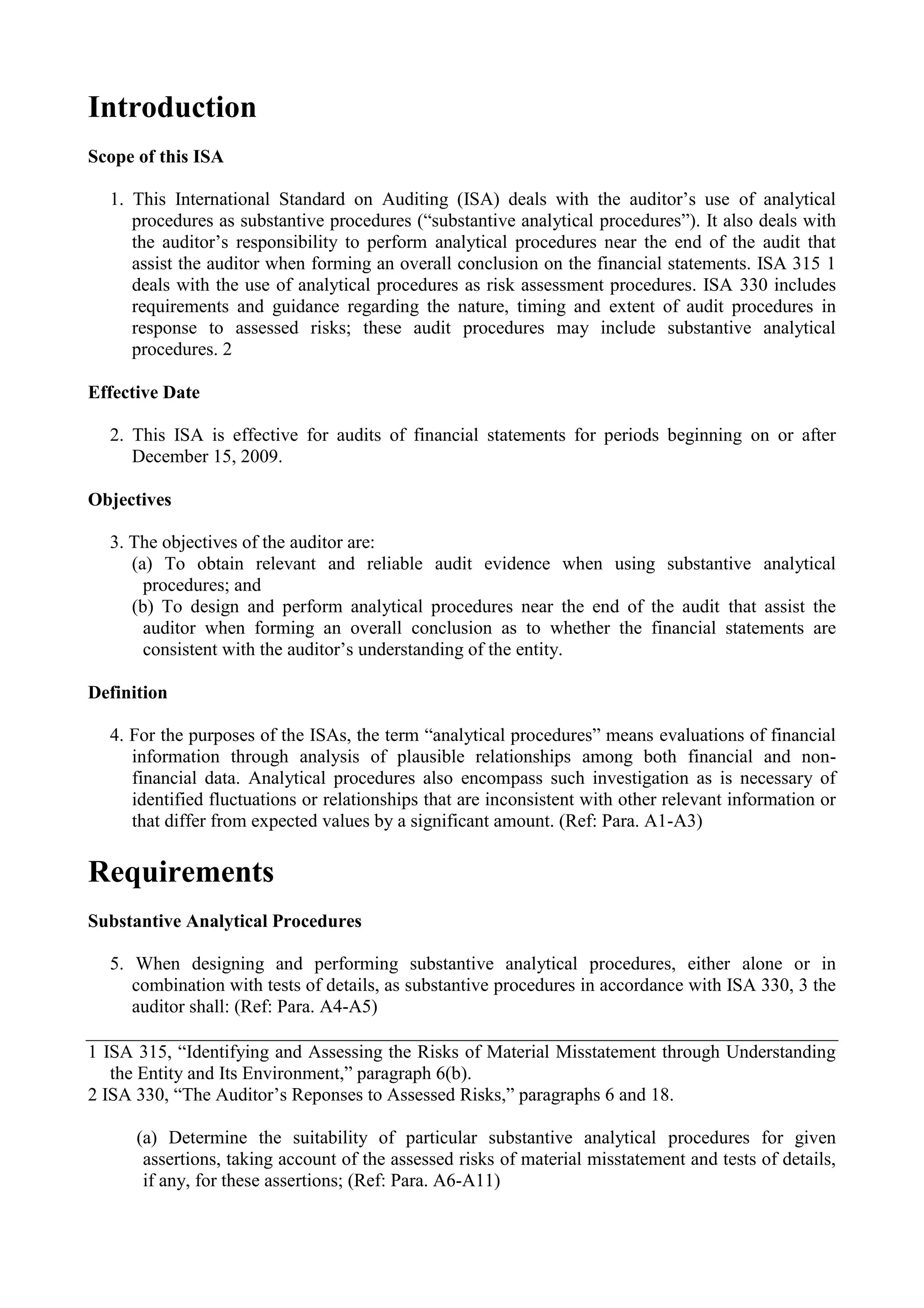 Isa 520 analytical procedures en ingles | DOCX