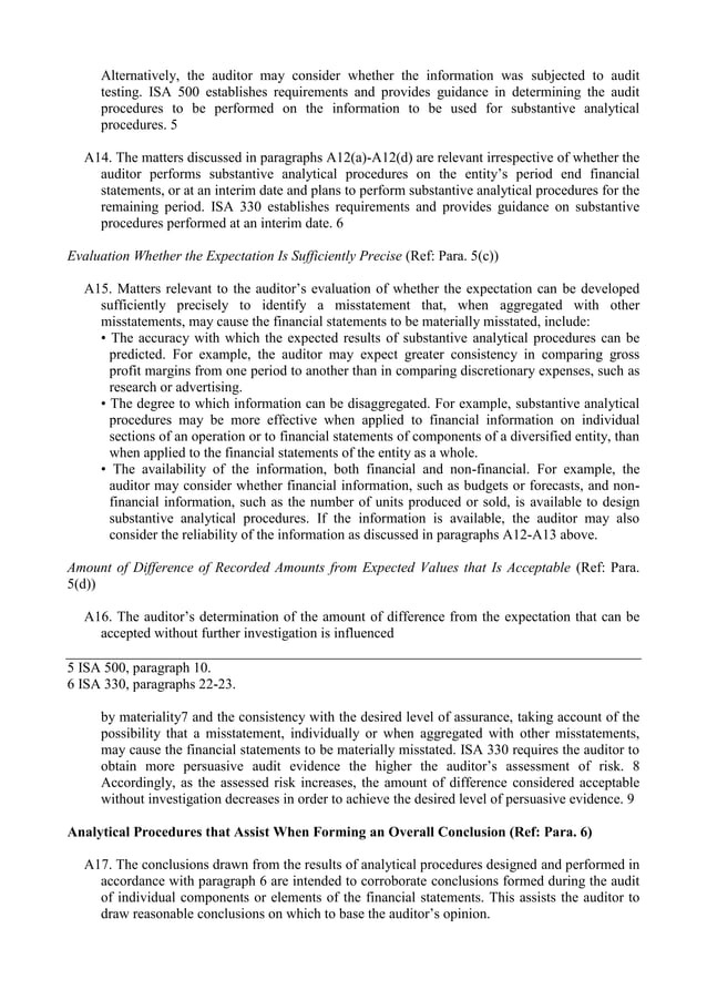 Isa 520 analytical procedures en ingles | DOCX | Business Accounting & Finance | Business