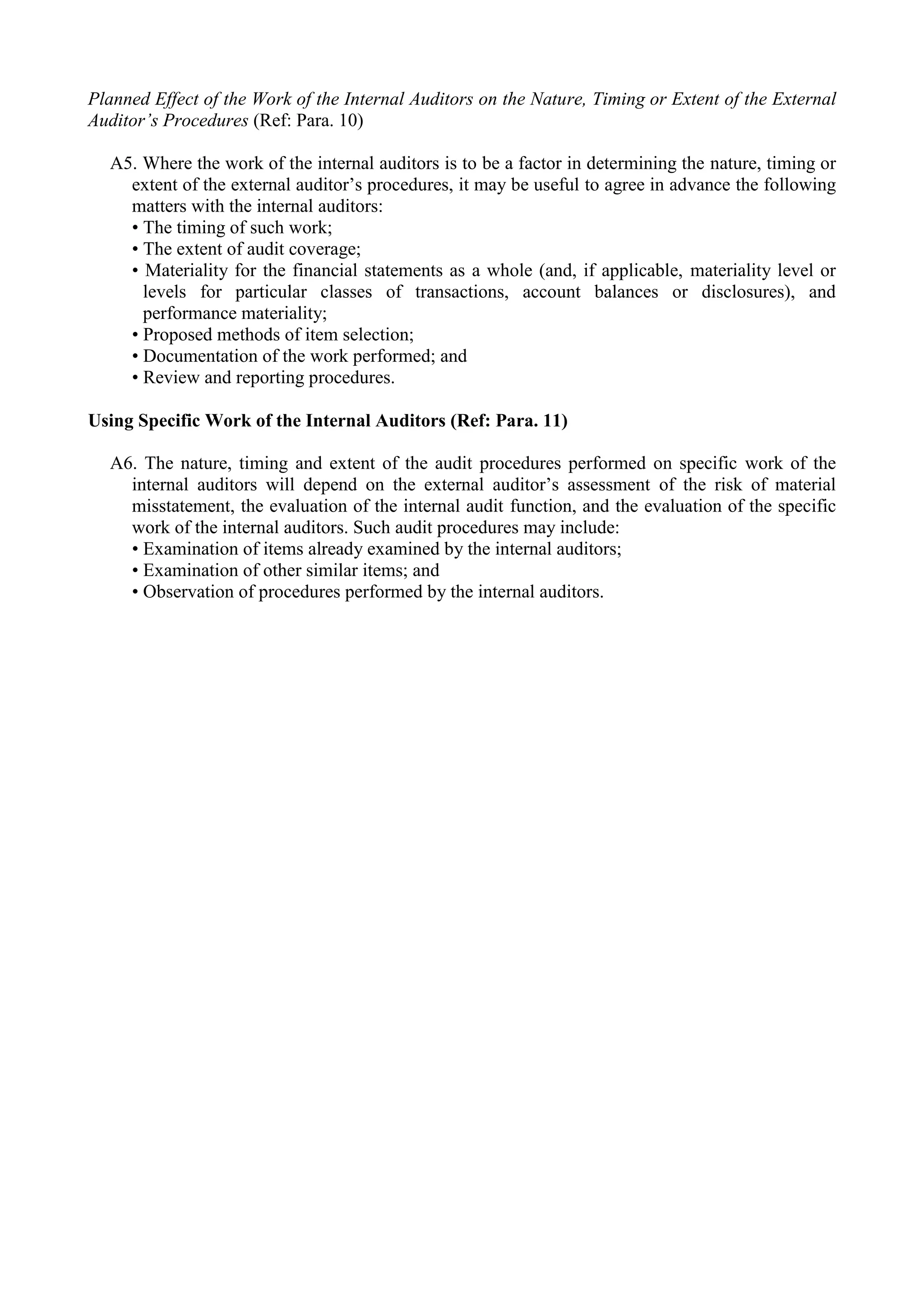 Isa 610 using the work of internal auditors en ingles | DOCX