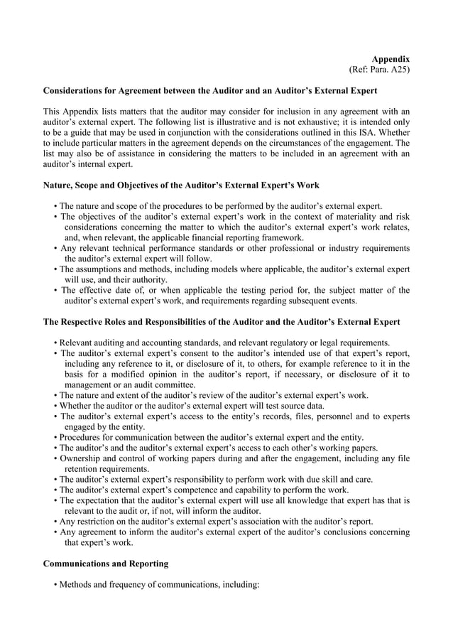 Isa 620 Using The Work Of An Auditor’S Expert En Ingles