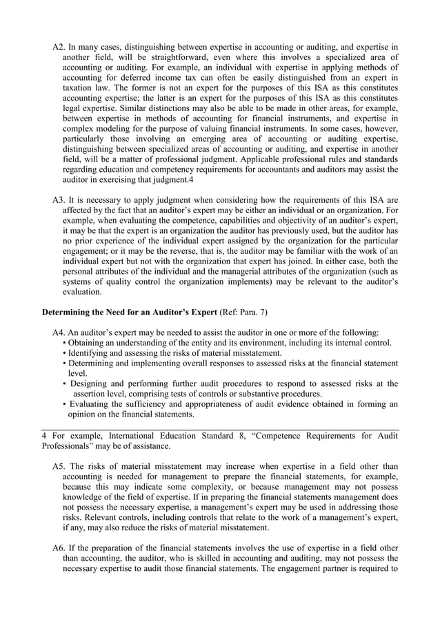 Isa 620 Using The Work Of An Auditor’S Expert En Ingles