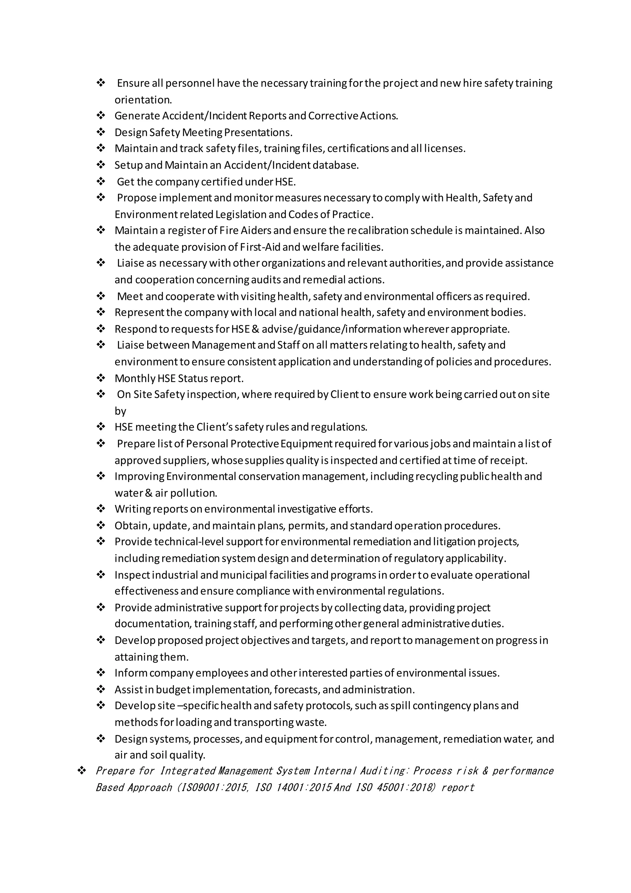 Isaac safety curriculum vitae | DOC