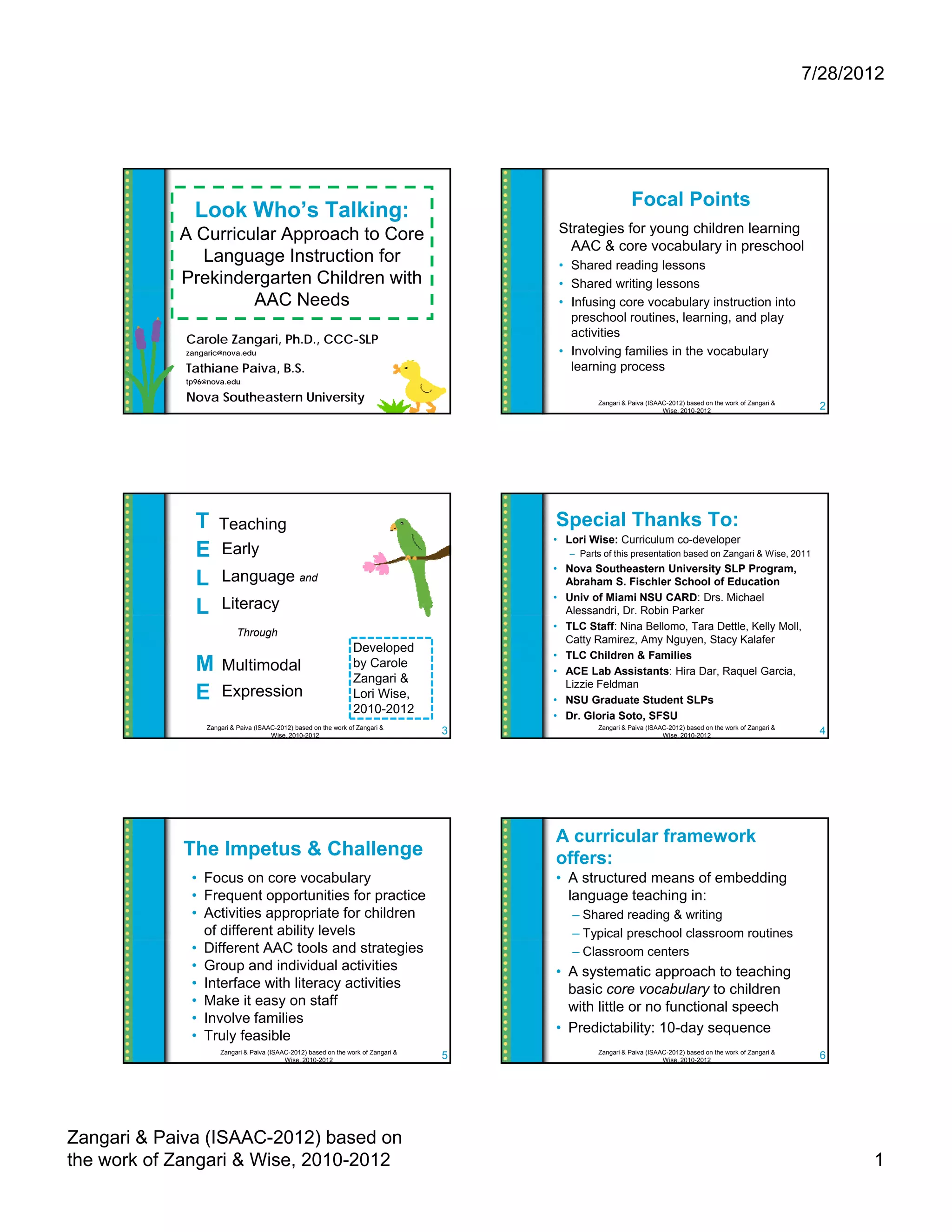 ISAAC 2012 Zangari & Paiva Preconference Workshop Handout | PDF