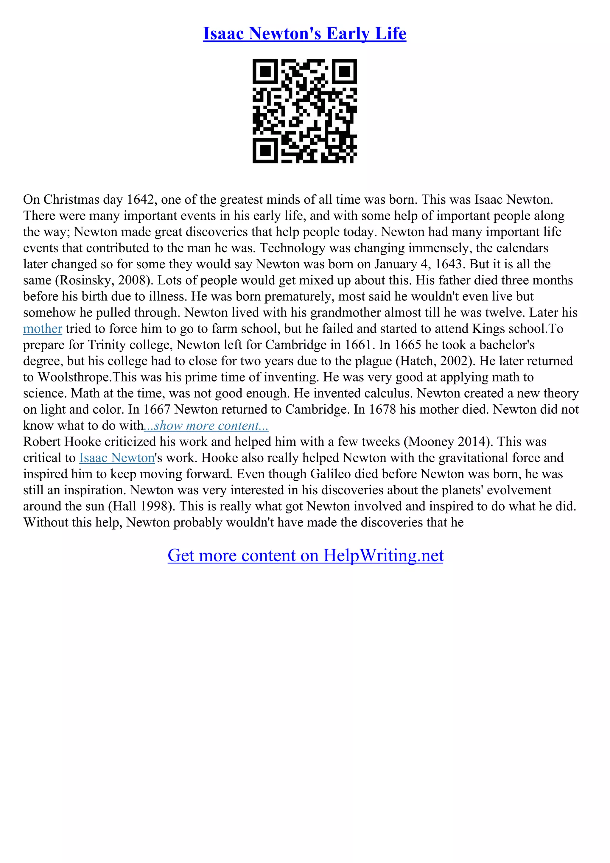 Isaac Newton Essay | PDF