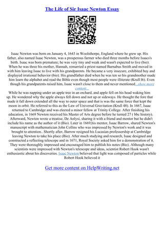Isaac Newton Essay | PDF