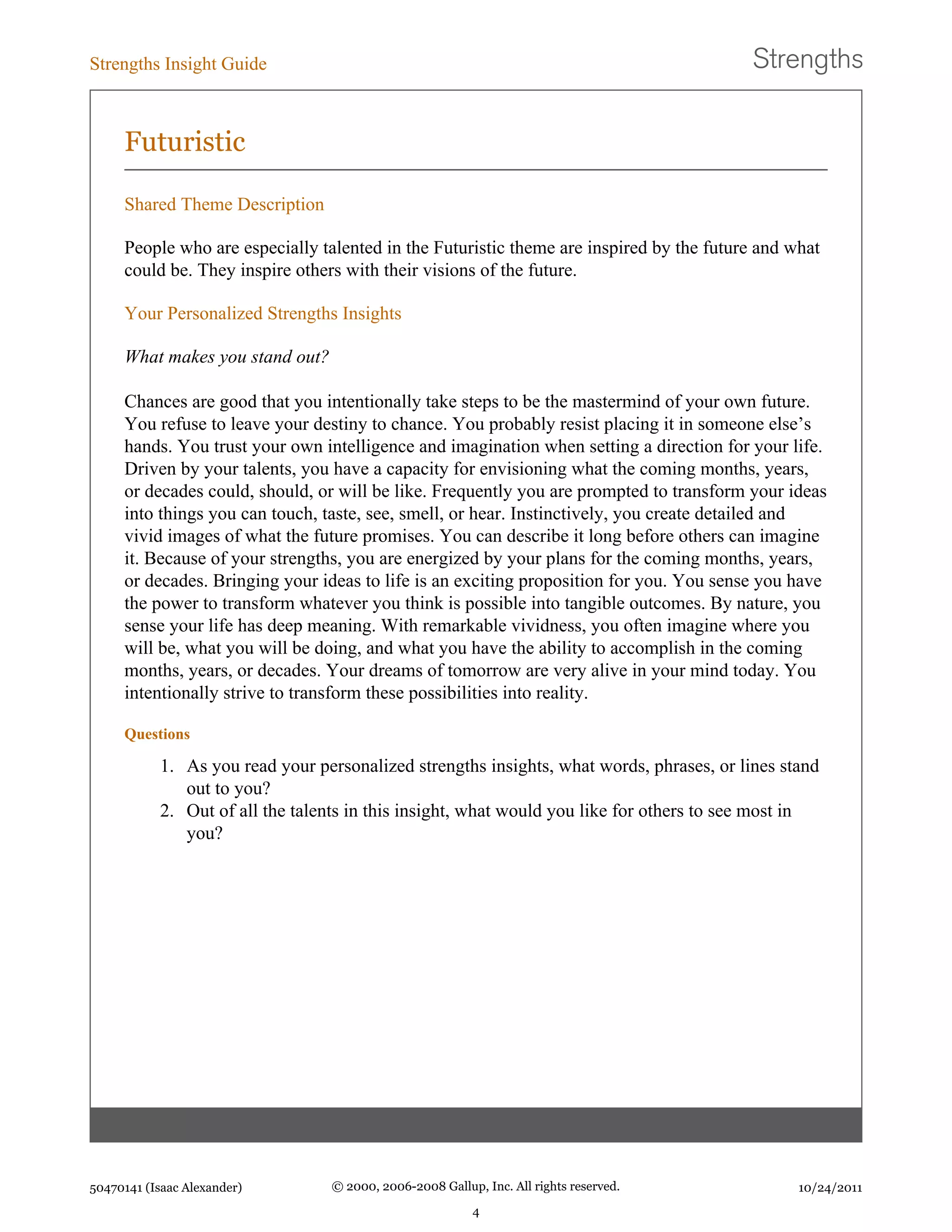 Isaac\'s Strengths | PDF