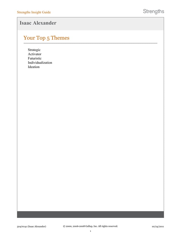 Isaac\'s Strengths | PDF | Resume Writing and Advice | Job Search