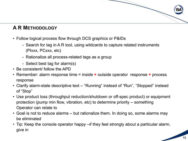 Isa art of alarm rationalization conley 8 26 17 | PPT