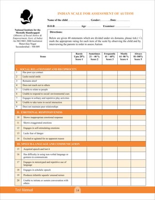 PDF) Indian Scale For Assessment Of Autism-score Sheet-, 44% OFF