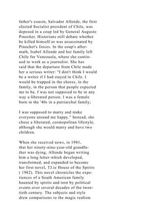 ISABEL ALLENDE born 1942 ne of the best known contempo.docx