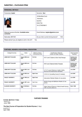 Isabel kerr cv | DOC