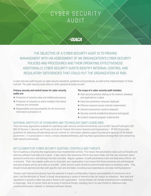 ISACA Cybersecurity Audit course brochure | PDF | Internet Safety ...
