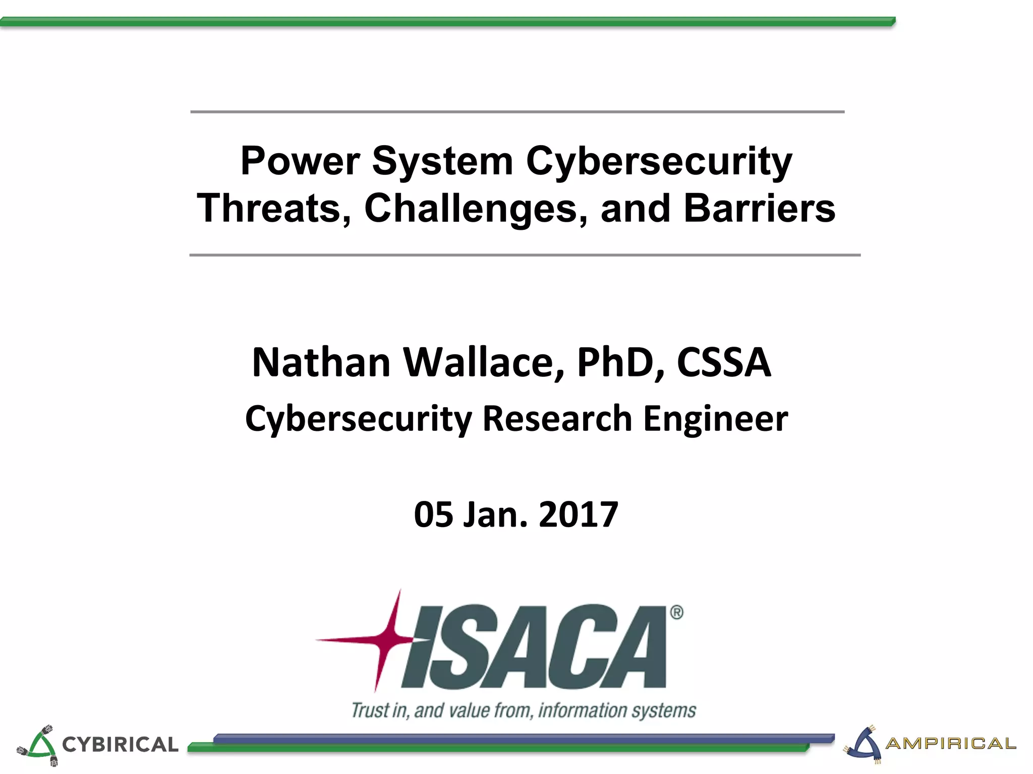 Power System Cybersecurity: Threats, Challenges, and Barriers | PDF