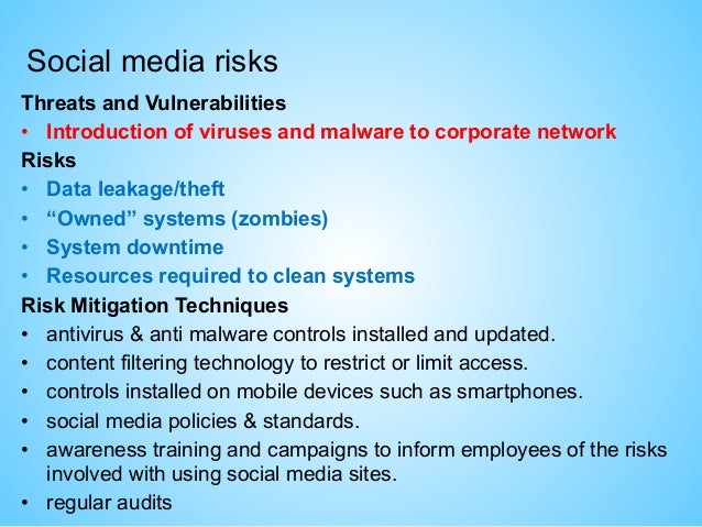 Social media risks and controls