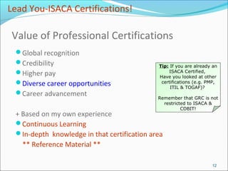 ISACA Victoria Chapter: GRC Professionals-Road map for Personal Success ...