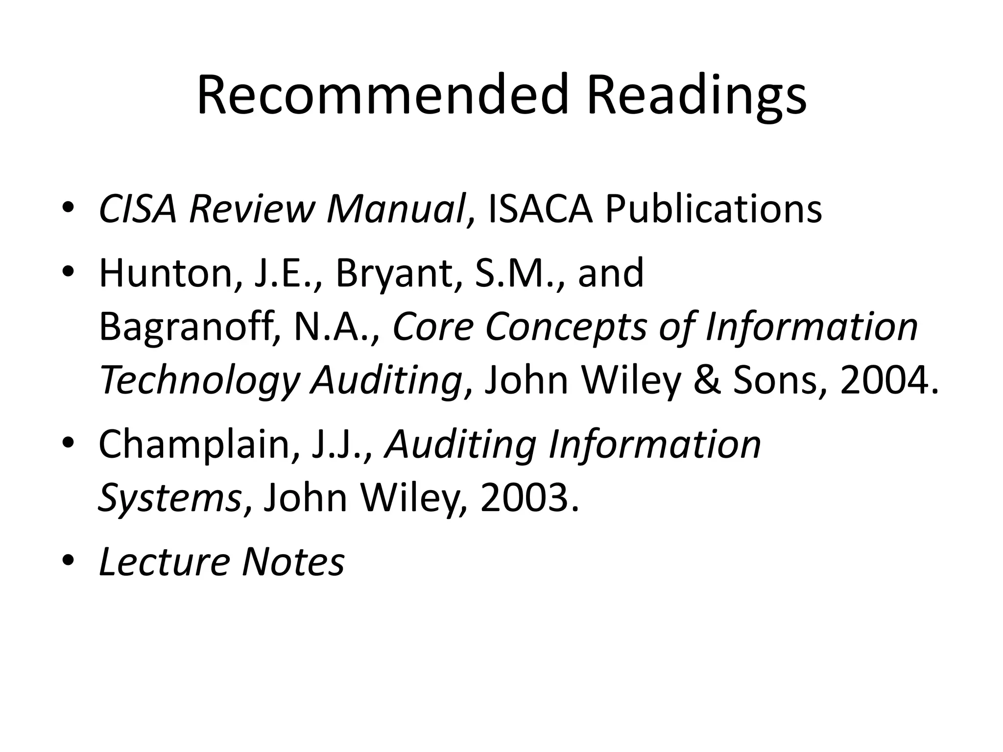 Information System Architecture and Audit Control Lecture 1 | PPTX