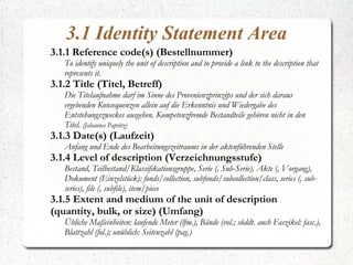 ISAD(G) 3: Elements of Description | PPT