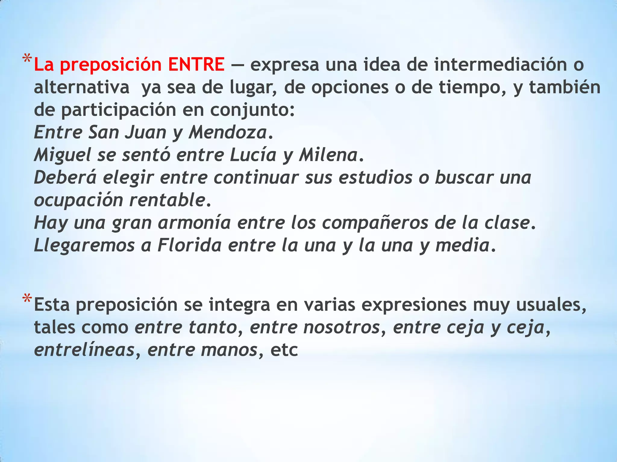 Isae la preposición y su uso correcto | PPT