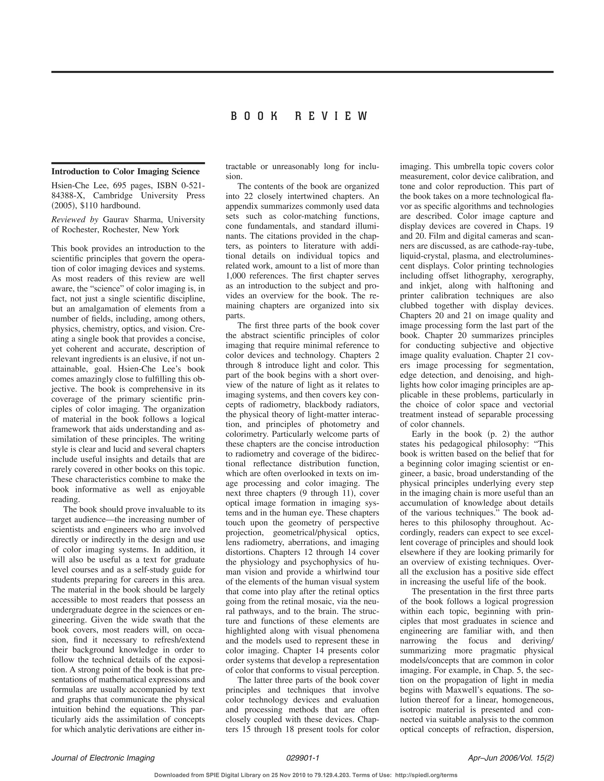 Introduction to Color Imaging Science | PDF