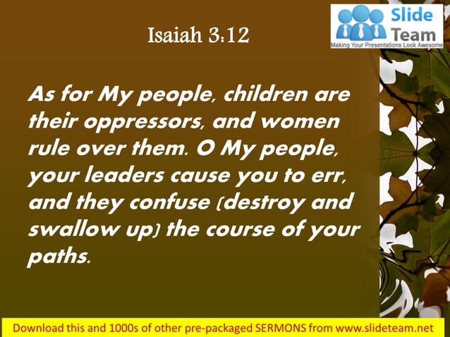 Isaiah 3 12 they turn you from the path power point church sermon | PPT