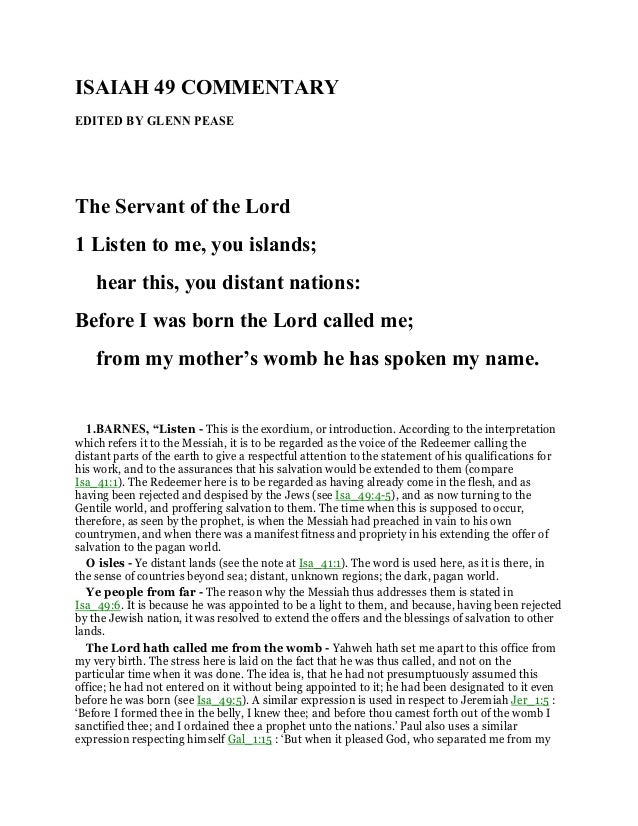 Isaiah 49 Commentary Isaiah 49 Commentary