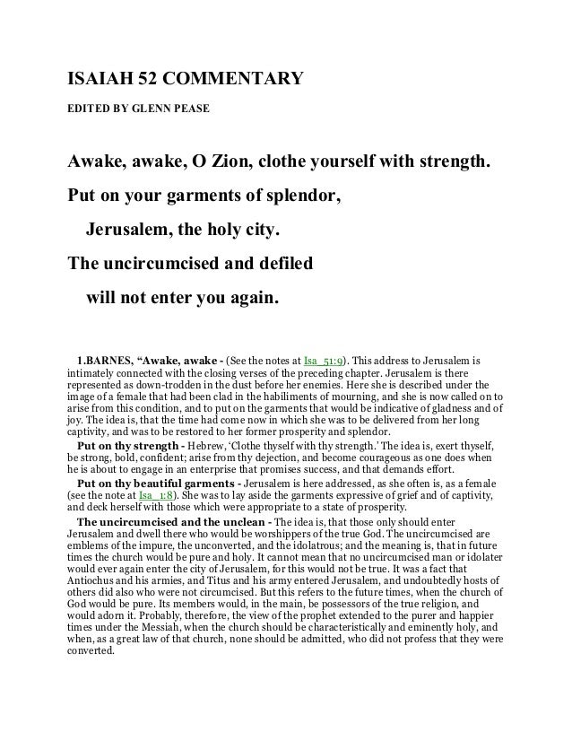 Isaiah 52 Commentary Isaiah 52 Commentary