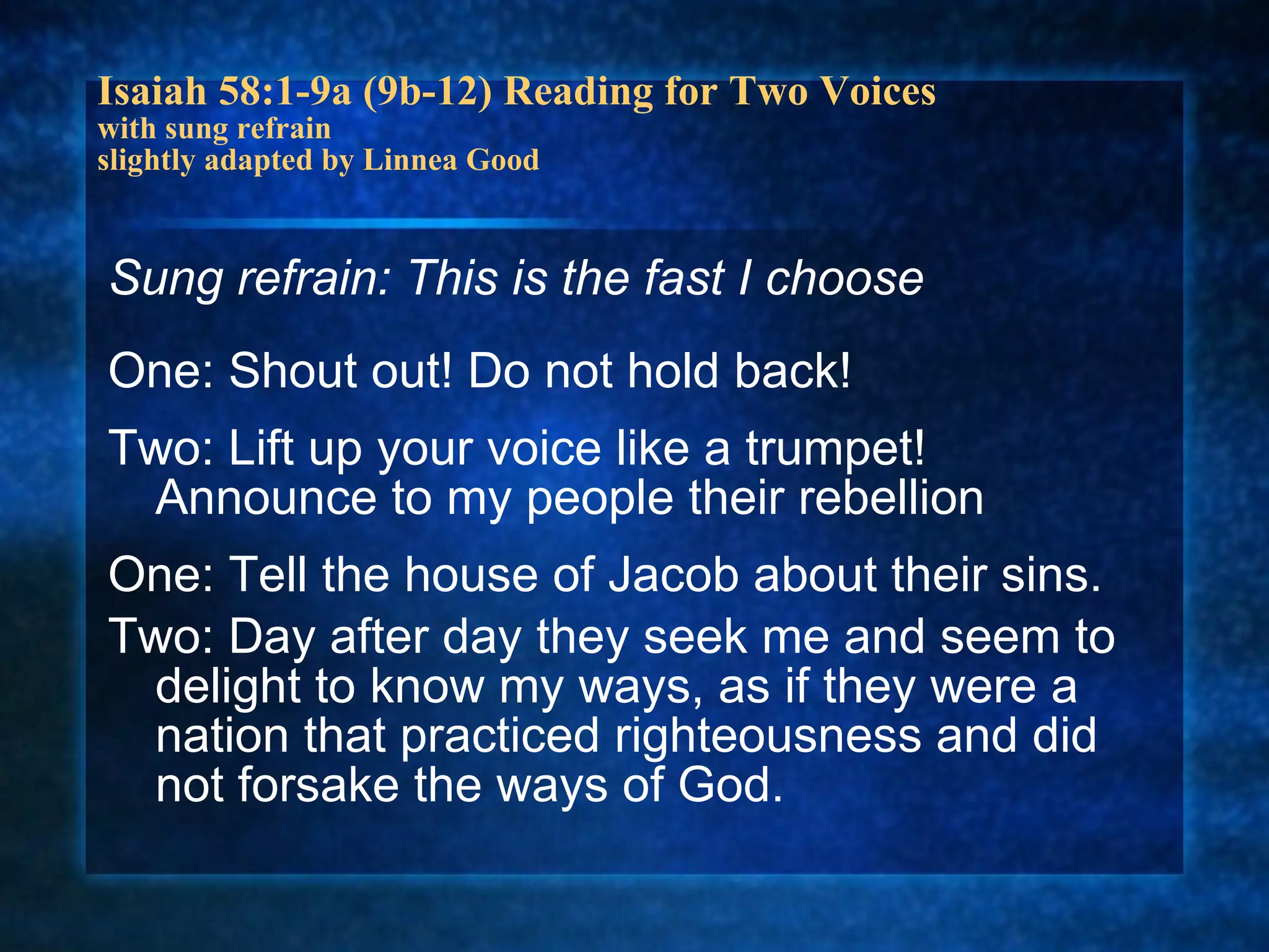 Isaiah58 this is the fast | PPS