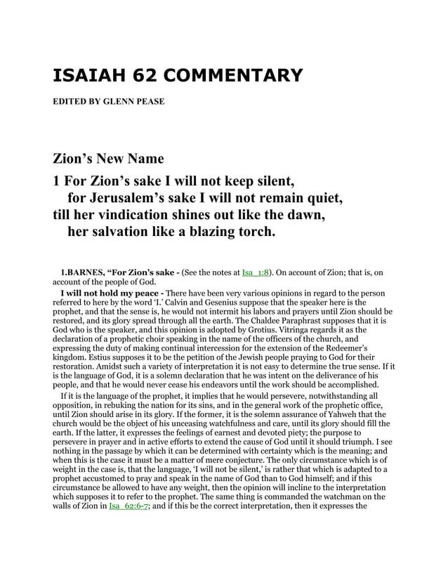 Isaiah 62 commentary | PDF | Judaism | Religion & Spirituality